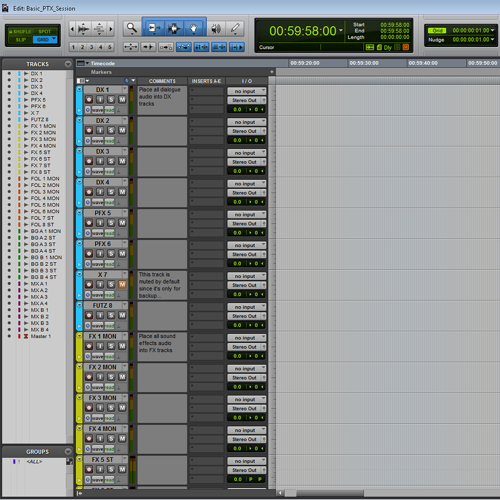 Basic Pro Tools Film Editorial Template – Sound Tutorials Store